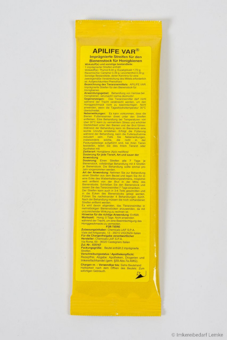 Apilife VAR® imprägnierter Streifen zur Varroabehandlung ...